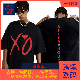 The Weeknd Xo After Hours Letters Print T-Shirt Men's Haraju-阿里巴巴