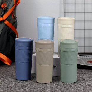 跨境批发随手咖啡保温杯硅胶套420ml不锈钢水杯时尚ins风格便携-阿里巴巴