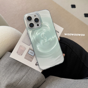 WOOWOOWOO小众ins清新浅绿色双层渐变螺旋漩涡纹适用苹果15手机壳-阿里巴巴