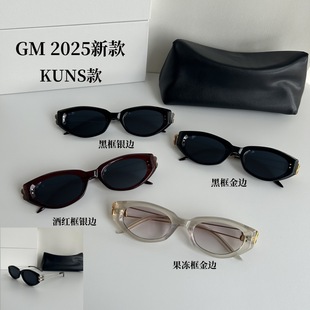 gm2025新款猫眼女kunts小框百搭墨镜韩明星同款太阳镜复古板材金-阿里巴巴