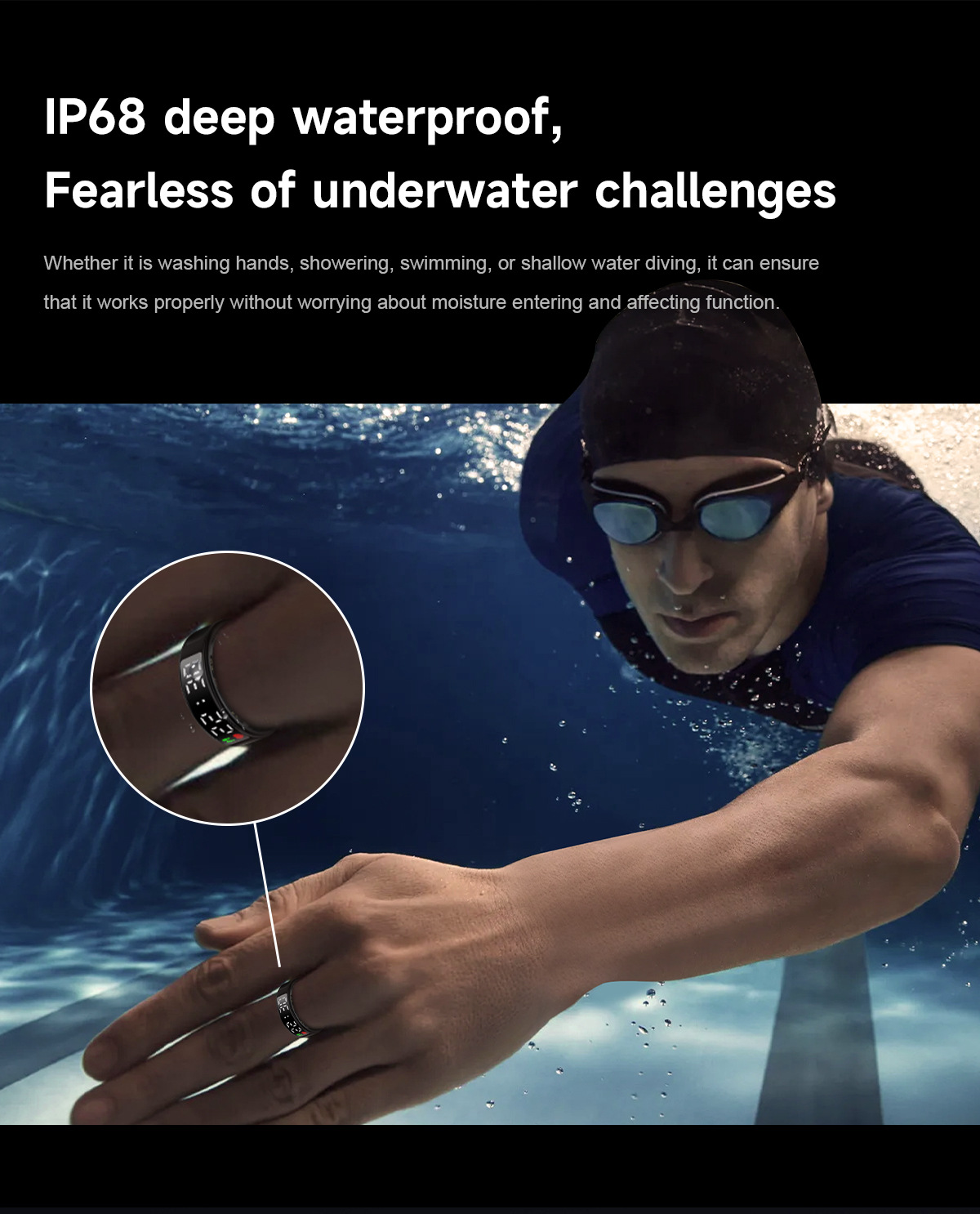 跨境私模SR08智能戒指显示屏触摸感应IP68心率血氧睡眠Smart Ring-阿里巴巴