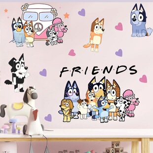 TEMU爆款Bluey儿童房装饰自粘墙贴可爱狗狗布鲁伊卡通动漫贴画PVC-阿里巴巴