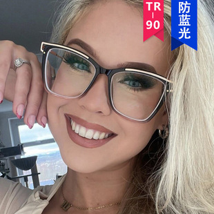 大框猫眼镂空平光镜TR90眼镜框女显瘦眼镜架ins网红时尚素颜欧美-阿里巴巴