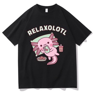 Kawaii Axolotl Chilling with Handphone Boba T and Cookies-阿里巴巴