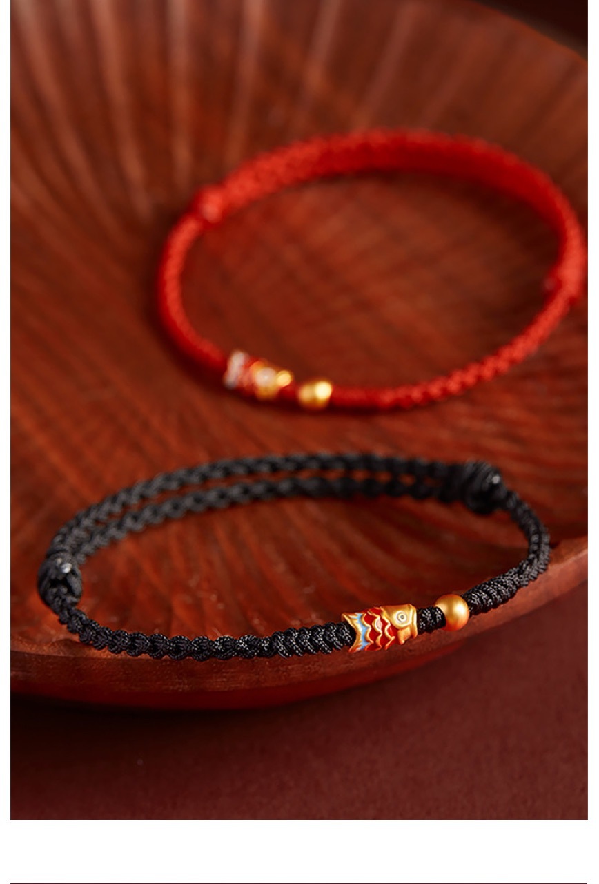 锦鲤本命年红手绳红绳手链女款编织手绳男款脚链上岸礼物-阿里巴巴