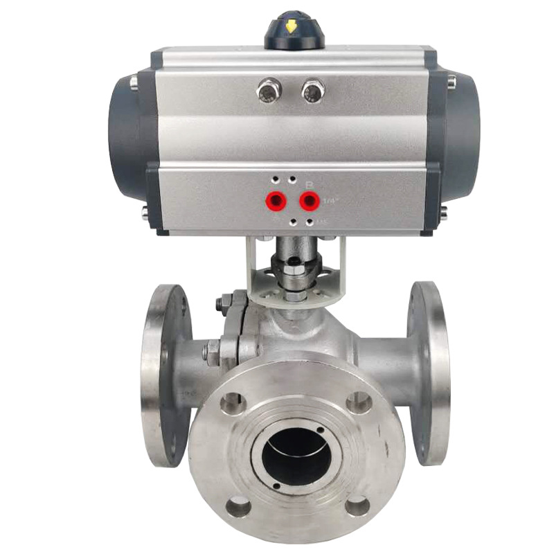 定制气动三通球阀 Q644F-16P不锈钢高平台气动三通球阀 型号齐全-阿里巴巴