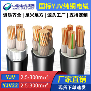 中缆电缆国标铜芯YJV2芯3芯5芯2.5 4 10 300平方三相四线铠装电缆-阿里巴巴