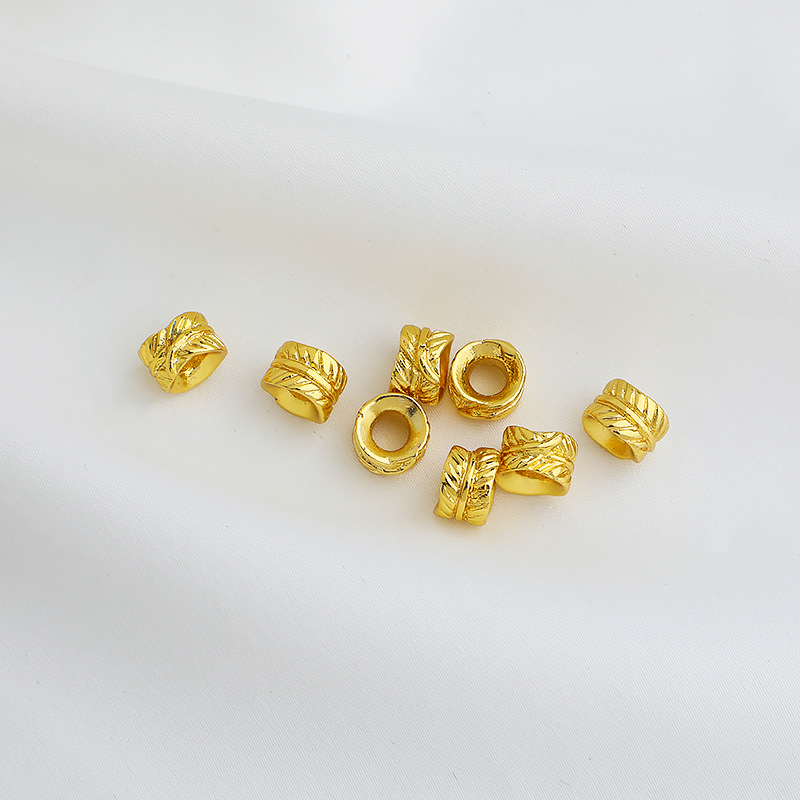 18K包金保色大孔羽毛隔珠 卡环文玩手串编绳隔片 diy手工串珠配件-阿里巴巴