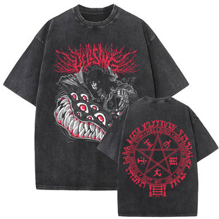 Washed Vintage Anime Hellsing Abraham Van Helsing Vampire-阿里巴巴