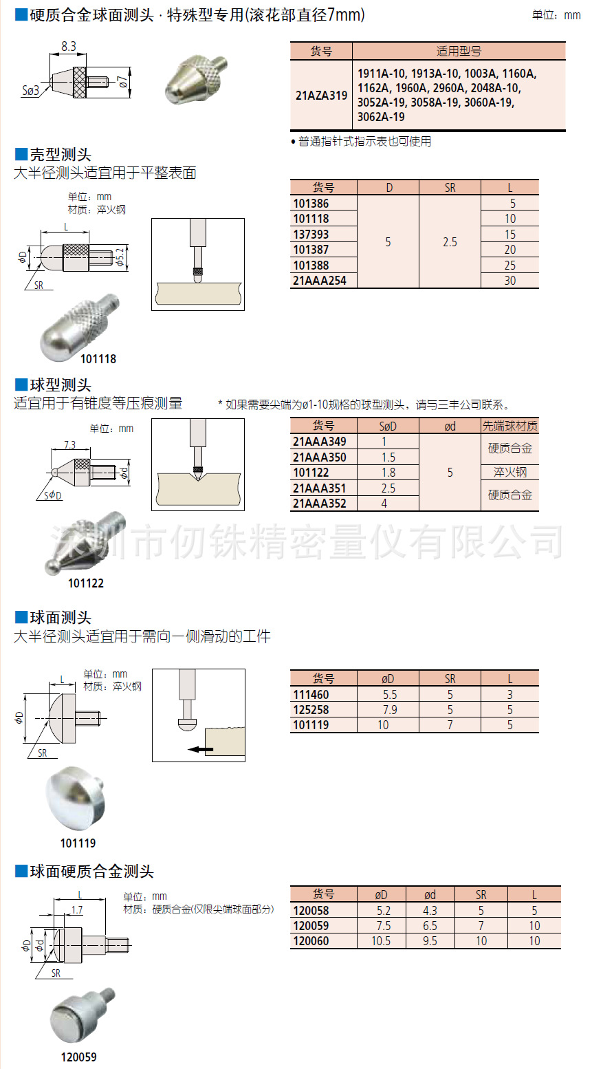 三丰137391球头测针21JAA226百分表测头120053千分表针21AAA252-阿里巴巴