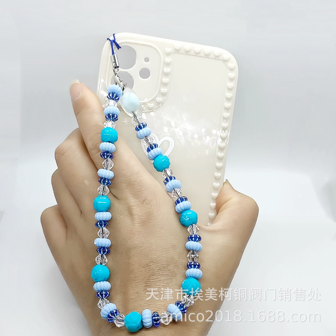 亚克力玫瑰花手机挂绳 时尚手机链彩色串珠手机魅力链带-阿里巴巴