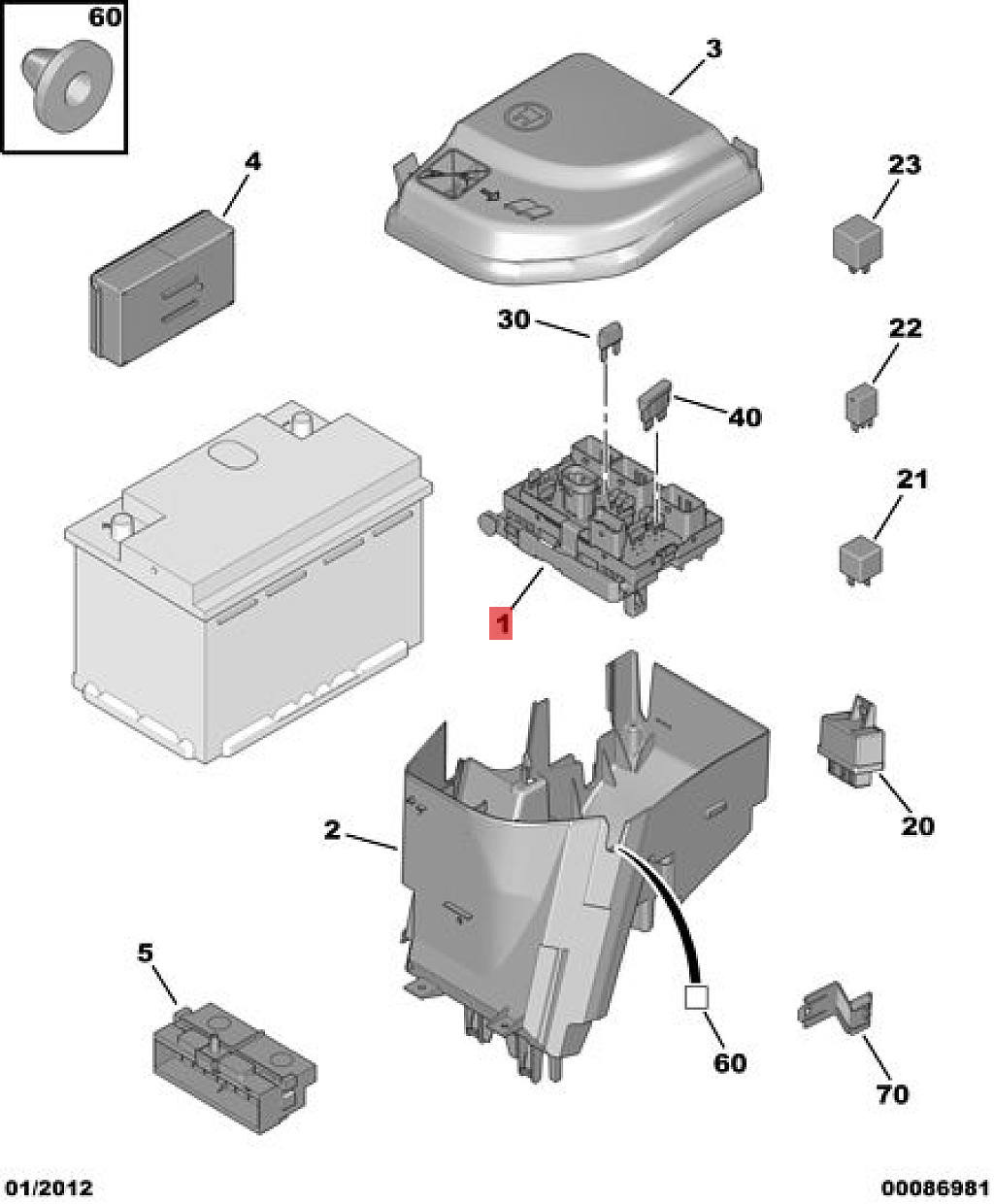 9809742880适用标致307 308雪铁龙C4世嘉BSMR20保险丝盒-阿里巴巴