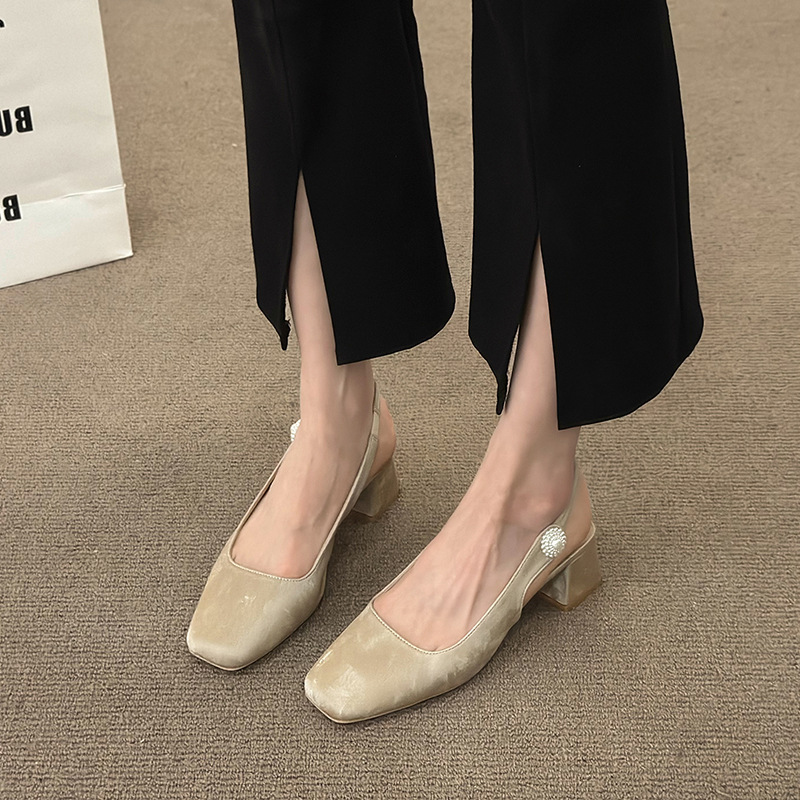 French Style Thick Heel Toe Sandals Women's Summer Outer Wear 2024 New ...