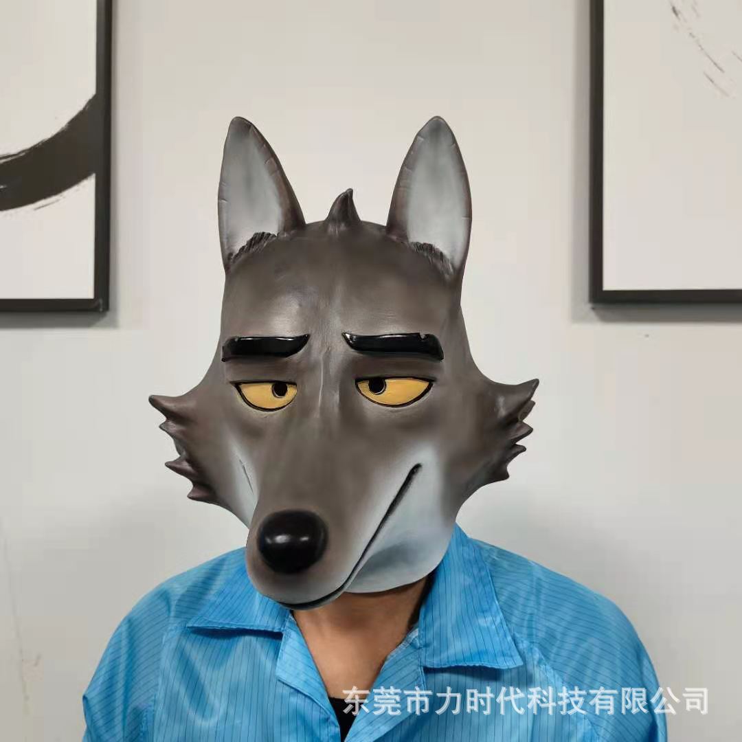 Latex Mask Bad Man League Big Bad Wolf Head Cover Wolf Tail Show Selfie ...