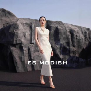 ES MODISH 春季新品旗袍风收腰气质高端提花连衣裙国风修身长裙女-阿里巴巴