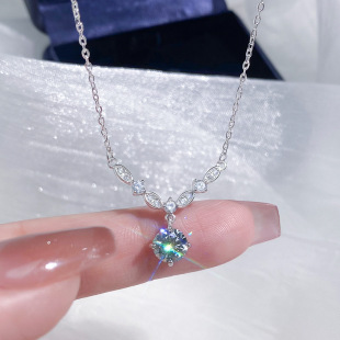 乾佳S925纯银S999足银超闪莫桑钻锆石花朵项链女华丽气质项链代发-阿里巴巴