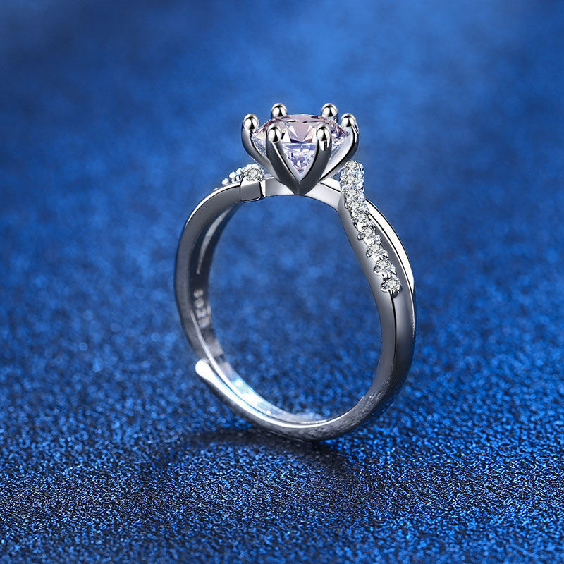 Moissanite ring female Korean temperament winding diamond ring couples ...