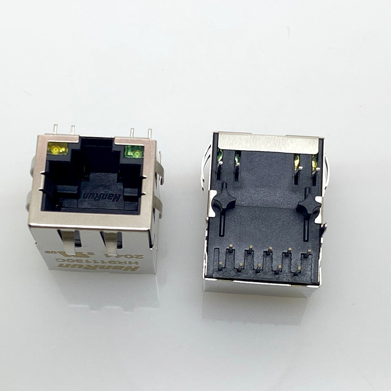 HR911130C RJ45插座原装正品1000Base-T WiFi网络连接器带LED弹片-阿里巴巴