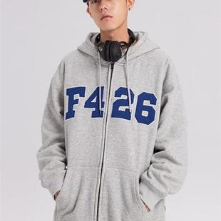 F426大LOGO贴布开衫卫衣国潮牌情侣百搭宽松连帽外套春秋潮流穿搭-阿里巴巴