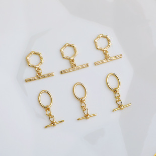 14K包金光面蛋形OT扣 手项链收尾印花六边形IQ扣 diy手工连接配件-阿里巴巴