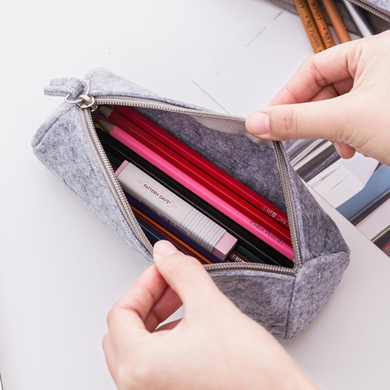 毛毡笔袋 创意纯色学生铅笔袋 新款无纺布文具大容量收纳袋加logo-阿里巴巴