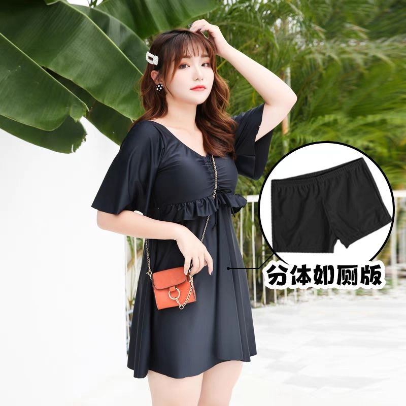 热销新款大码胖mm妈妈泳衣200斤显瘦遮肚分体保守遮肉温泉泳装-阿里巴巴