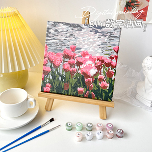 IYR7郁金香数字油画diy填色油彩画手工手绘风景装饰画解压k礼-阿里巴巴