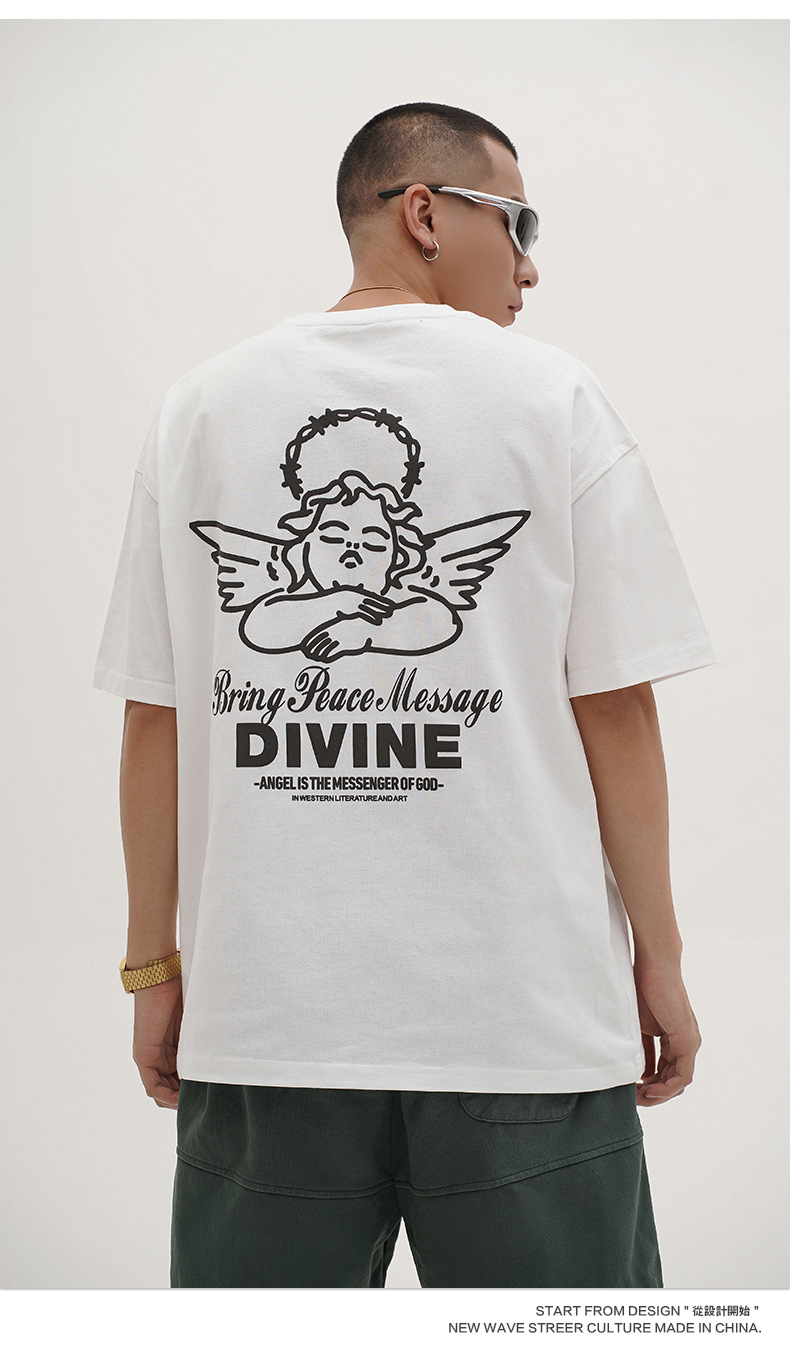 RFSD男装|原创趣味天使印花T恤2023夏季新品潮牌版型230g纯棉短袖-阿里巴巴