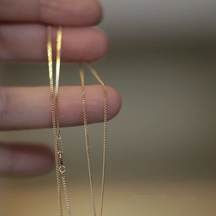 S925纯银镀14K金超闪经典百搭侧身链锁骨链女项链极细可调节素链-阿里巴巴