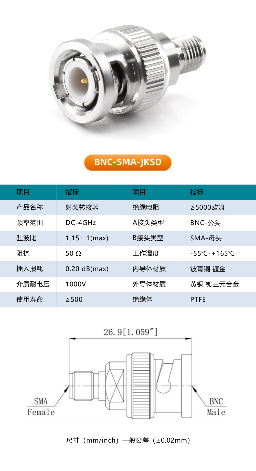 XINQY 4G转接头 Q9射频同轴转接器 JJ/JK BNC转SMA转接器 50欧姆-阿里巴巴