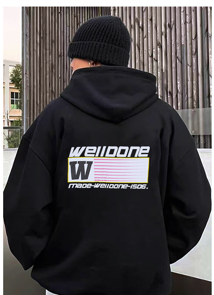 WE11DONE TRACK小众潮牌美式宽松设计感男士情侣加厚连帽卫衣女潮-阿里巴巴