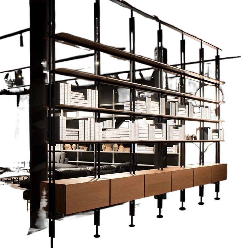 Italian Style Wrought Iron Bookshelf Floor Solid Wood Bookcase ...