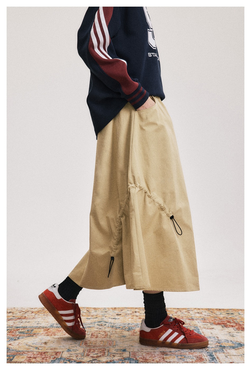 STAFFPICK秋季新品美式辣妹半身裙女生设计感潮牌工装裙A字裙K77-阿里巴巴