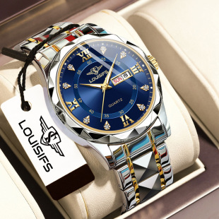 LOUISIFS正品男士手表防水夜光双日历手表男款石英表男表腕表-阿里巴巴