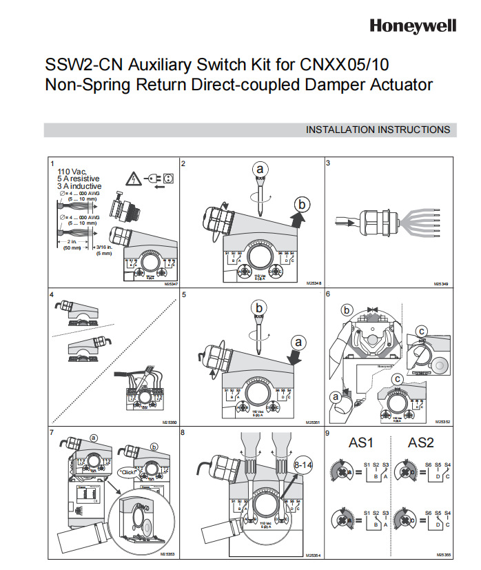 Honeywell霍尼韦尔SW2-CN SSW2-CN风阀执行器装配套辅助反馈开关-阿里巴巴