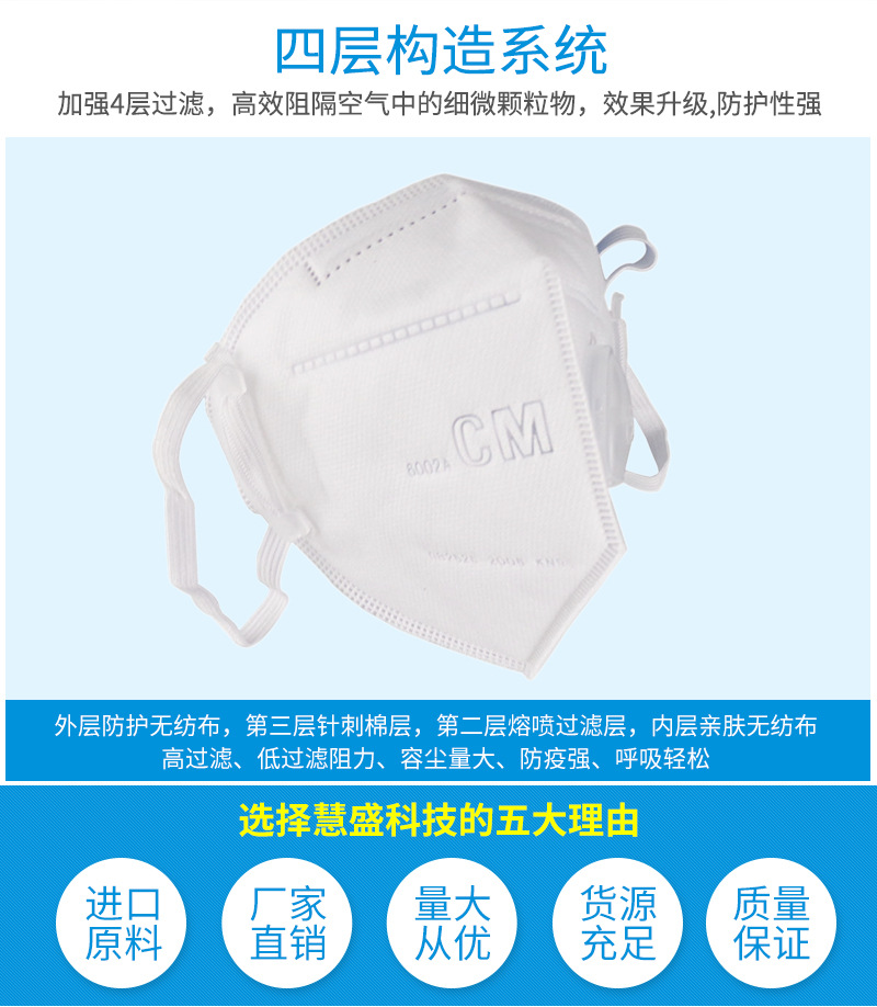 朝美6002A-1型折叠式防尘口罩KN95粉尘工业头戴式独立包装50只/盒-阿里巴巴