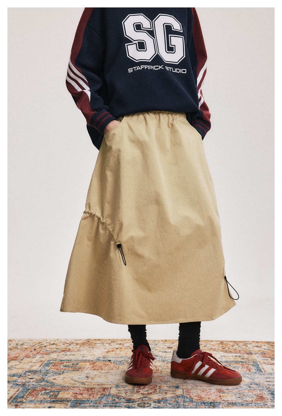 STAFFPICK秋季新品美式辣妹半身裙女生设计感潮牌工装裙A字裙K77-阿里巴巴