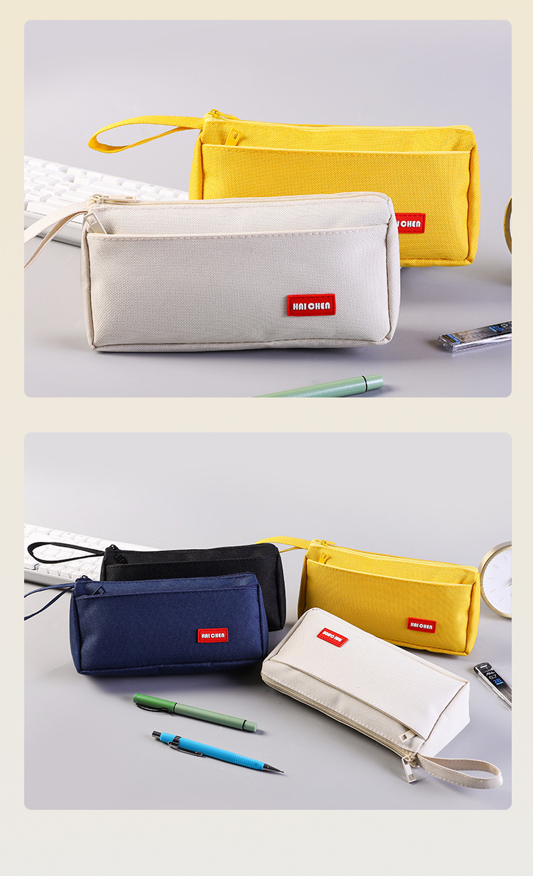 纯色方形文具包便携铅笔袋高中初中简约学生文具袋义乌大容量笔袋-阿里巴巴