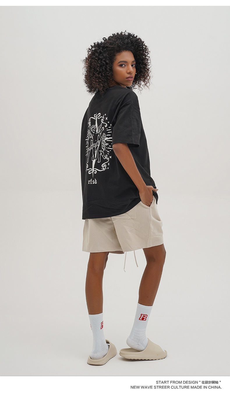 RFSD男装|天使印花短袖T恤2023夏季新品潮牌宽松街头纯棉短袖男女-阿里巴巴