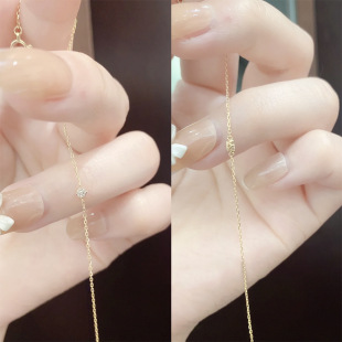 925纯银镀14K金单钻手链新款 日系轻奢agete简约百搭极细手饰批发-阿里巴巴