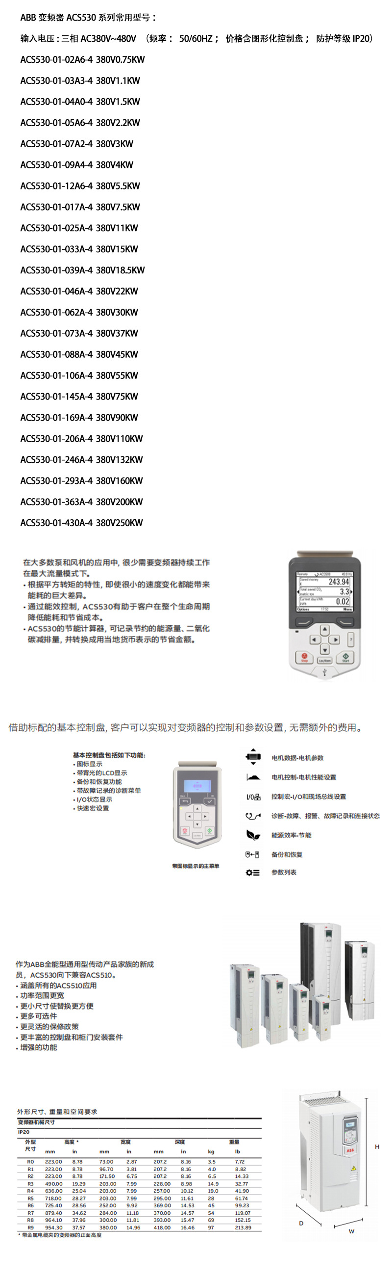 ABB变频器ACS530-01-073A-4 37kw 高性能 风机水泵变频器-阿里巴巴