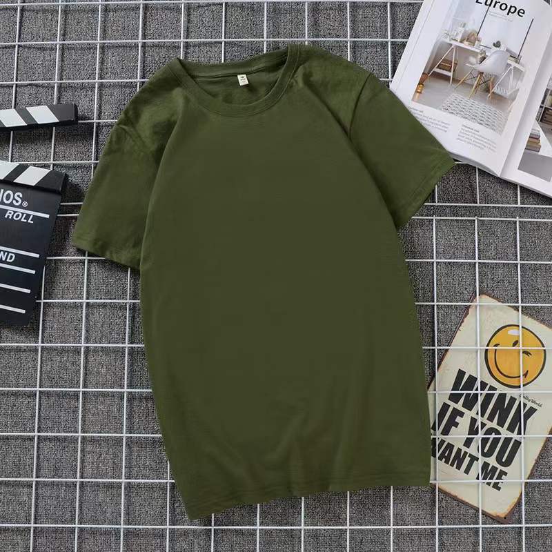 批发短袖广告衫T恤180g精梳棉CVC圆领文化衫印制LOGO纯色-阿里巴巴