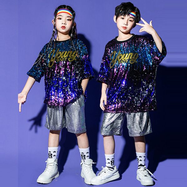 Girls hiphop dance costumes rapper singers sparkle seuins street jazz ...