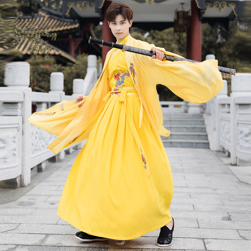 Men dragon hanfu chinese king emperor cosplay ancient folk costumes ...