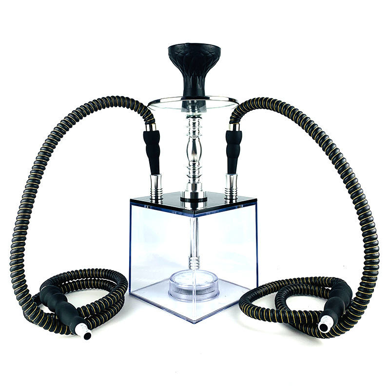 跨境方形水烟套装亚克力阿拉伯水烟正方形透明水烟壶单管双管配件-阿里巴巴