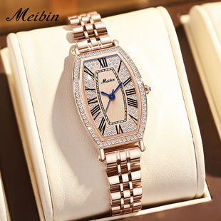 Meibin美宾1589批发腕表直销满钻石英小手表直播品牌女士酒桶-阿里巴巴