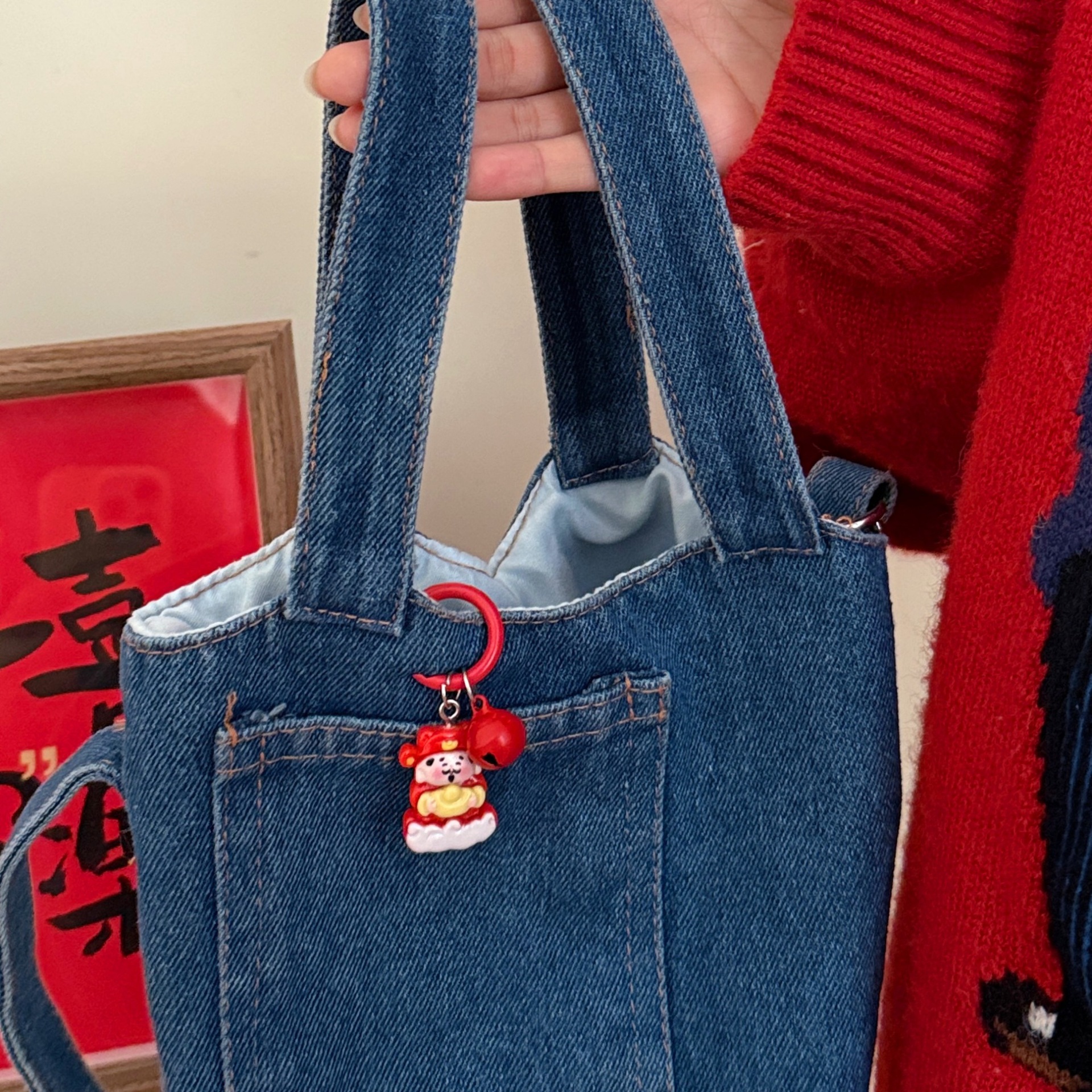 创意新年财神爷铃铛钥匙扣挂件五路财神来运财包包挂坠小礼物批发-阿里巴巴