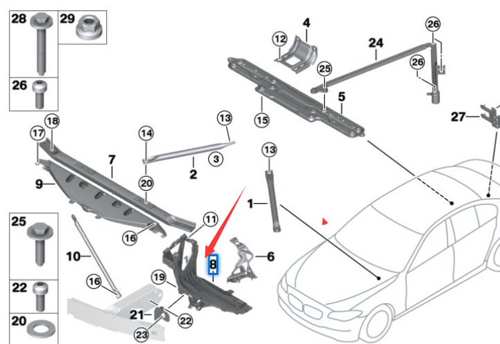 51647200793 51647200794 适用于宝马5系 F10 F18前左右大灯支架-阿里巴巴