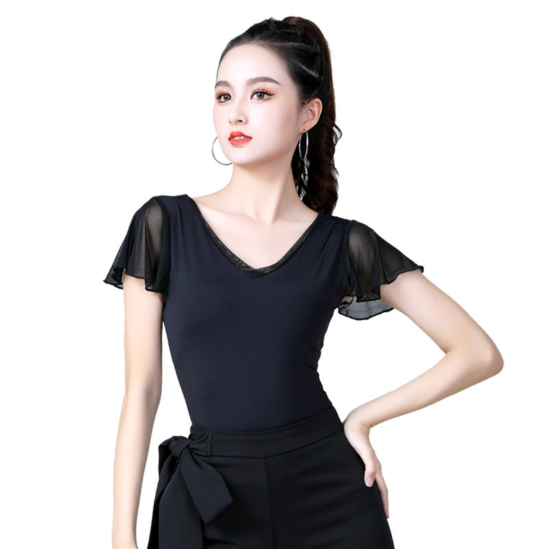 Latin dance top Black ballroom latin dancing tops for women girls ...