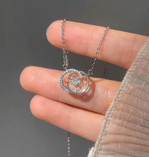 S925纯银双C跳动的心项链女百搭冷淡风高级感灵动吊坠锁骨链项链-阿里巴巴